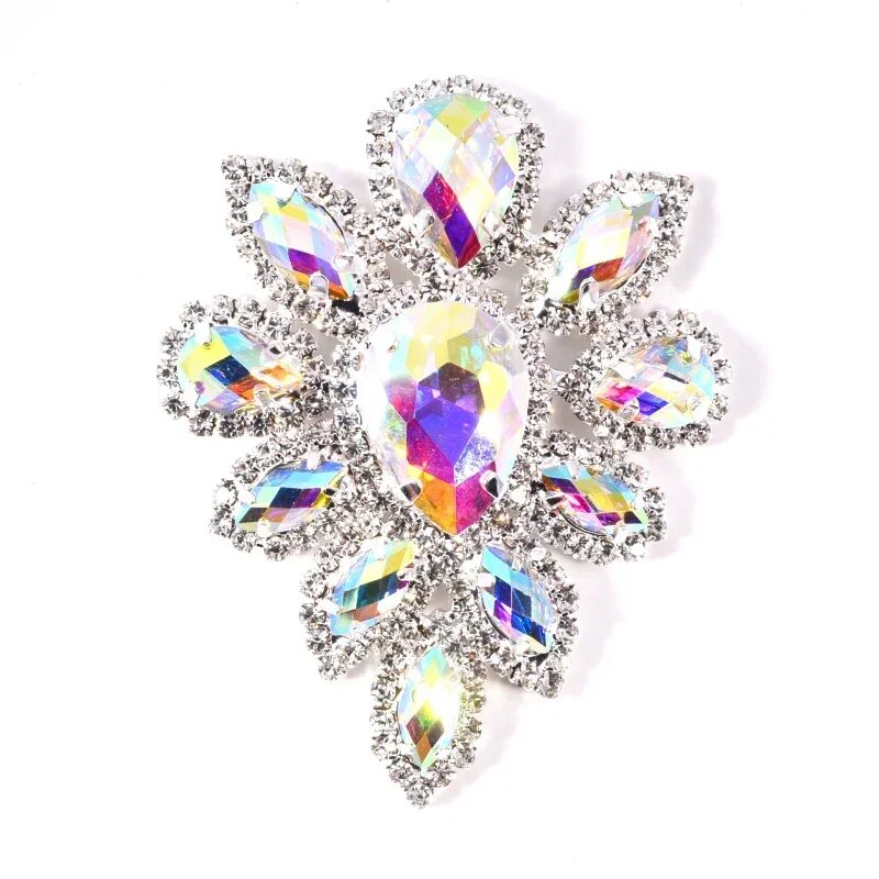 Брошь BOBOHOO со стразами Crystal AB Silver