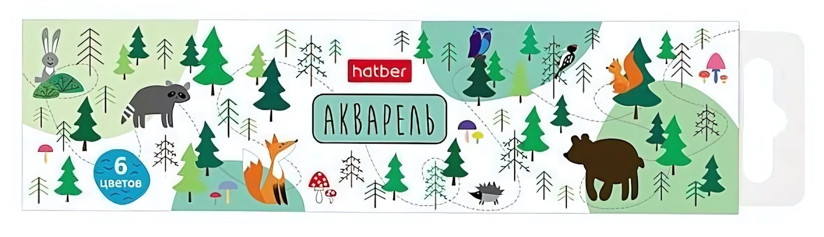 Акварель медовая 6 цветов "Deep Forest", полусухая в картонном пенале без кисти