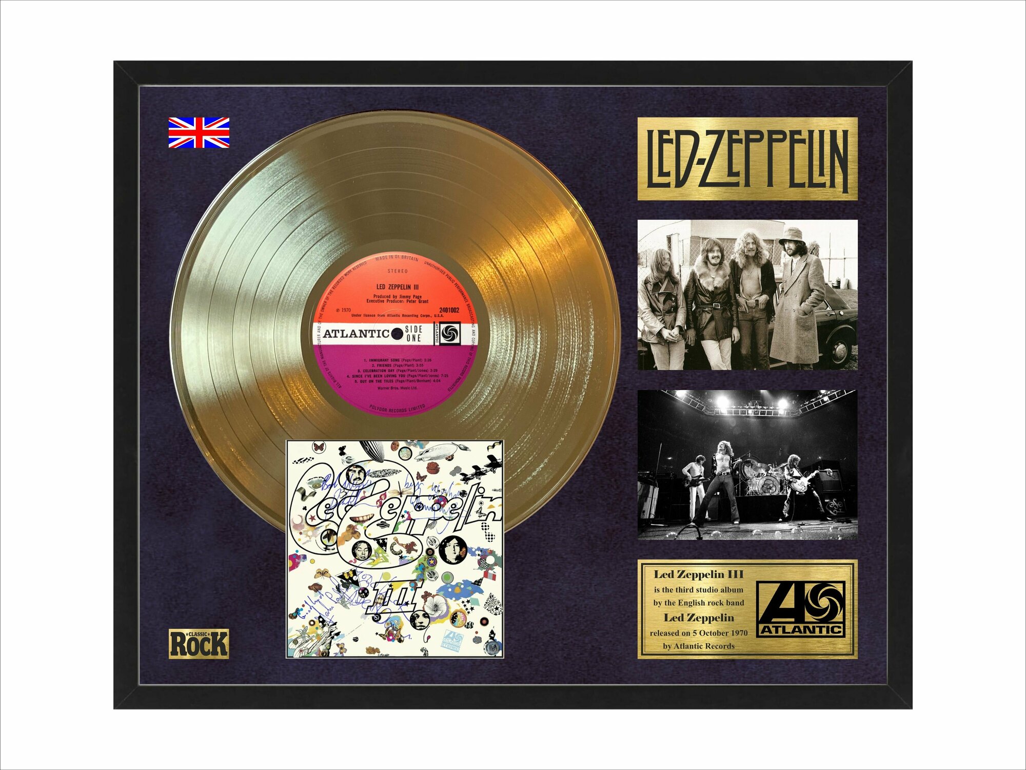 Золотой винил Led Zeppelin III подарочная картина 45х55см
