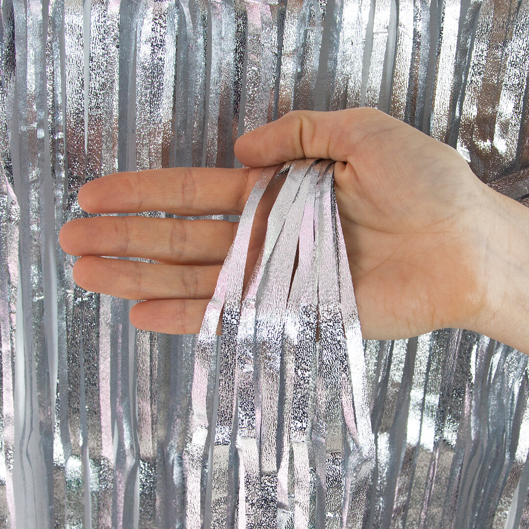 Занавес Дождик Фактурный, Серебро, 100x200 см, 1 шт.