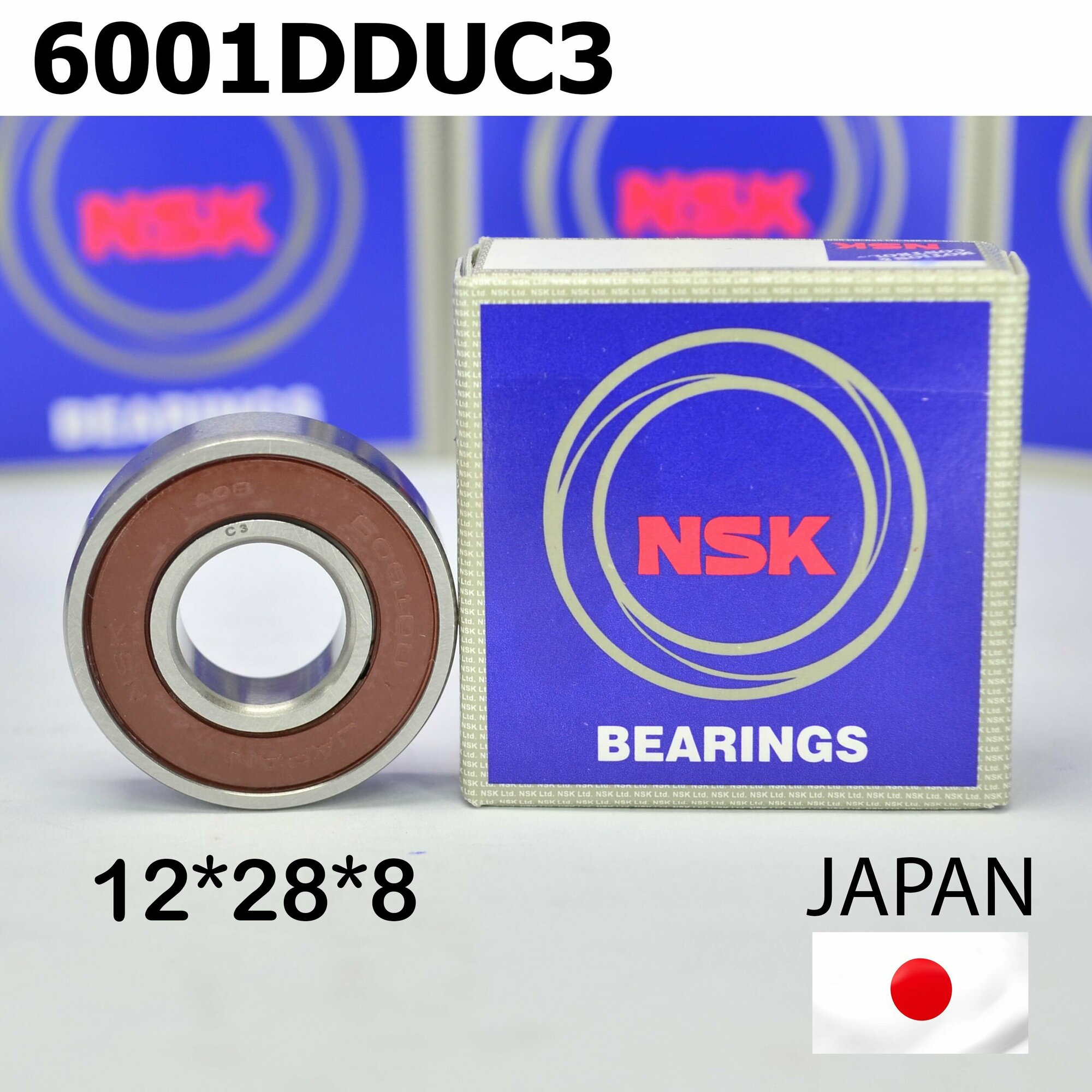 Подшипник NSK 6001DDU (6001 2RS / 180101) размер 12*28*8 Япония