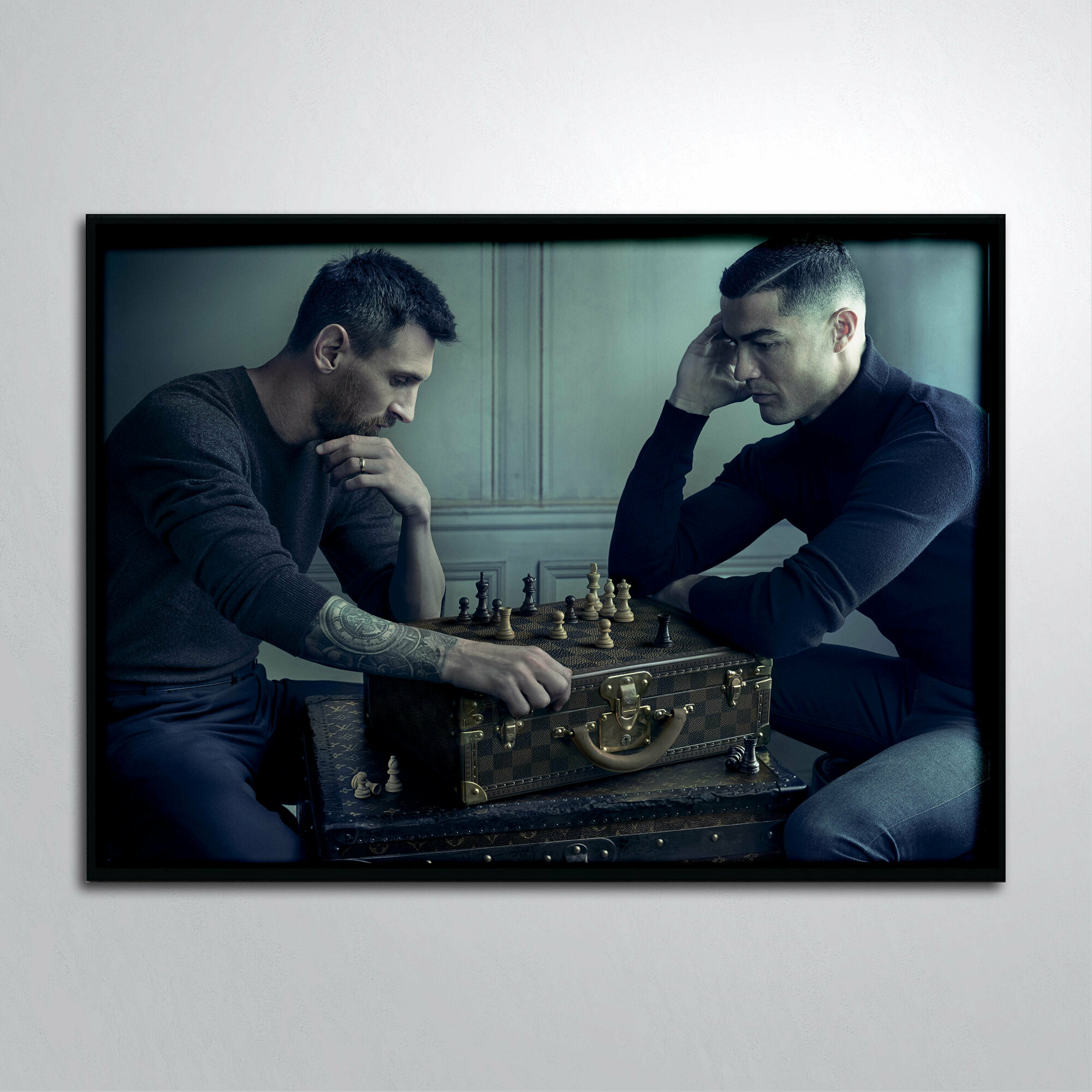 Постер без рамы/Картина на стену/Криштиану Роналду и Месси Шахматы