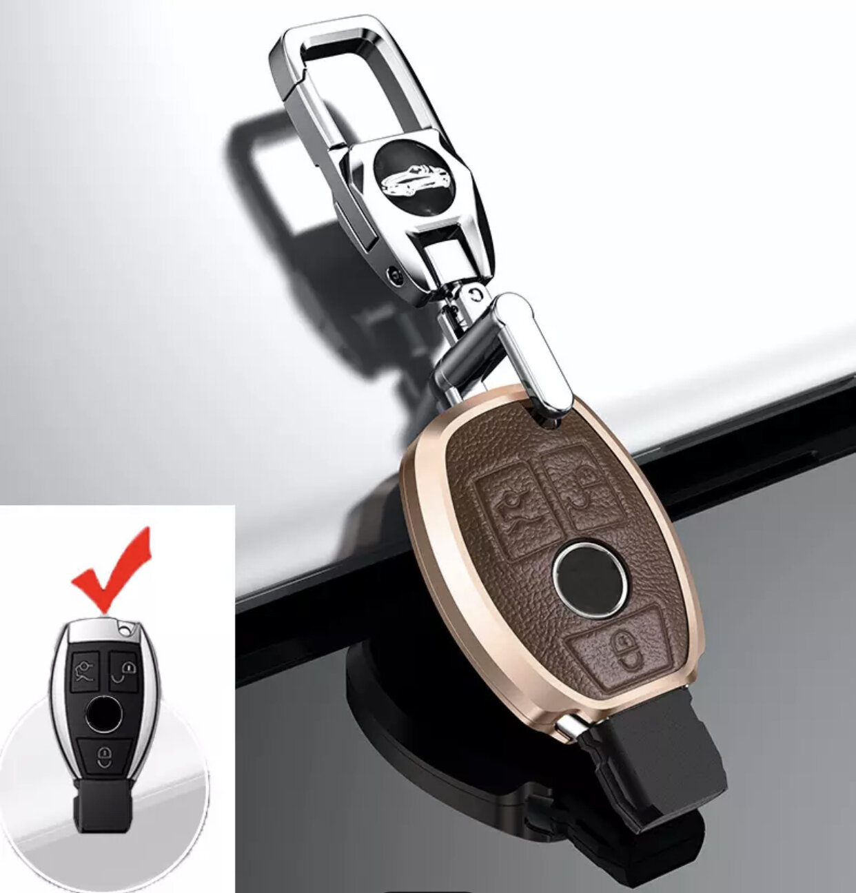 Чехол на ключ Mercedes / Мерседес металл brown