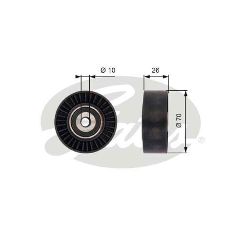 Ролик обводной ремня ГРМ поликлиновый для автомобиля Jaguar Land Rover Ford Freelander, GATES T36393 (1 шт.)