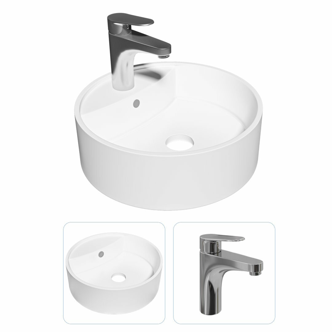 Раковина накладная для ванной Teymi Lina S D40 в комплекте смеситель хром F07334