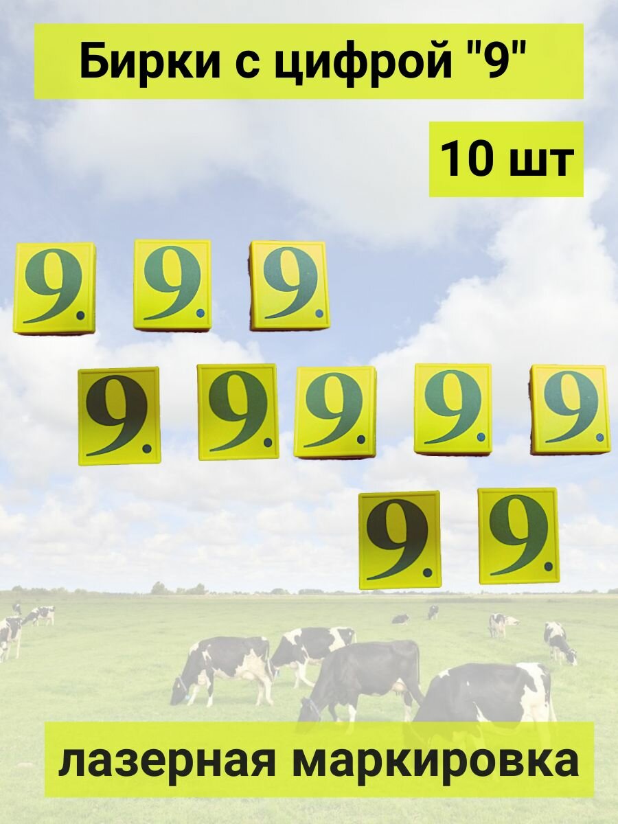 Бирки с цифрой "9" с лазерной маркировкой (10 шт)