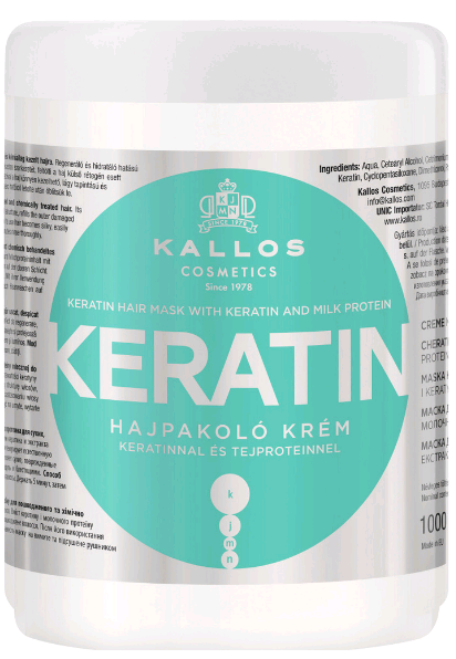 Kallos Keratin Маска "с кератином и экстрактом молочного протеина" для сухих и поврежденных волос 1000 мл.