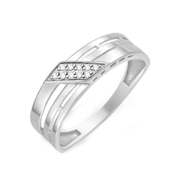Кольцо тонкое, широкое JEWELIN, серебро, 925 проба, родирование, фианит