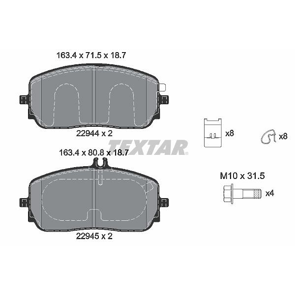 TEXTAR 2294401 колодки торм. пер. Mercedes (Мерседес) cla 19=, gla 20=, gle 18=
