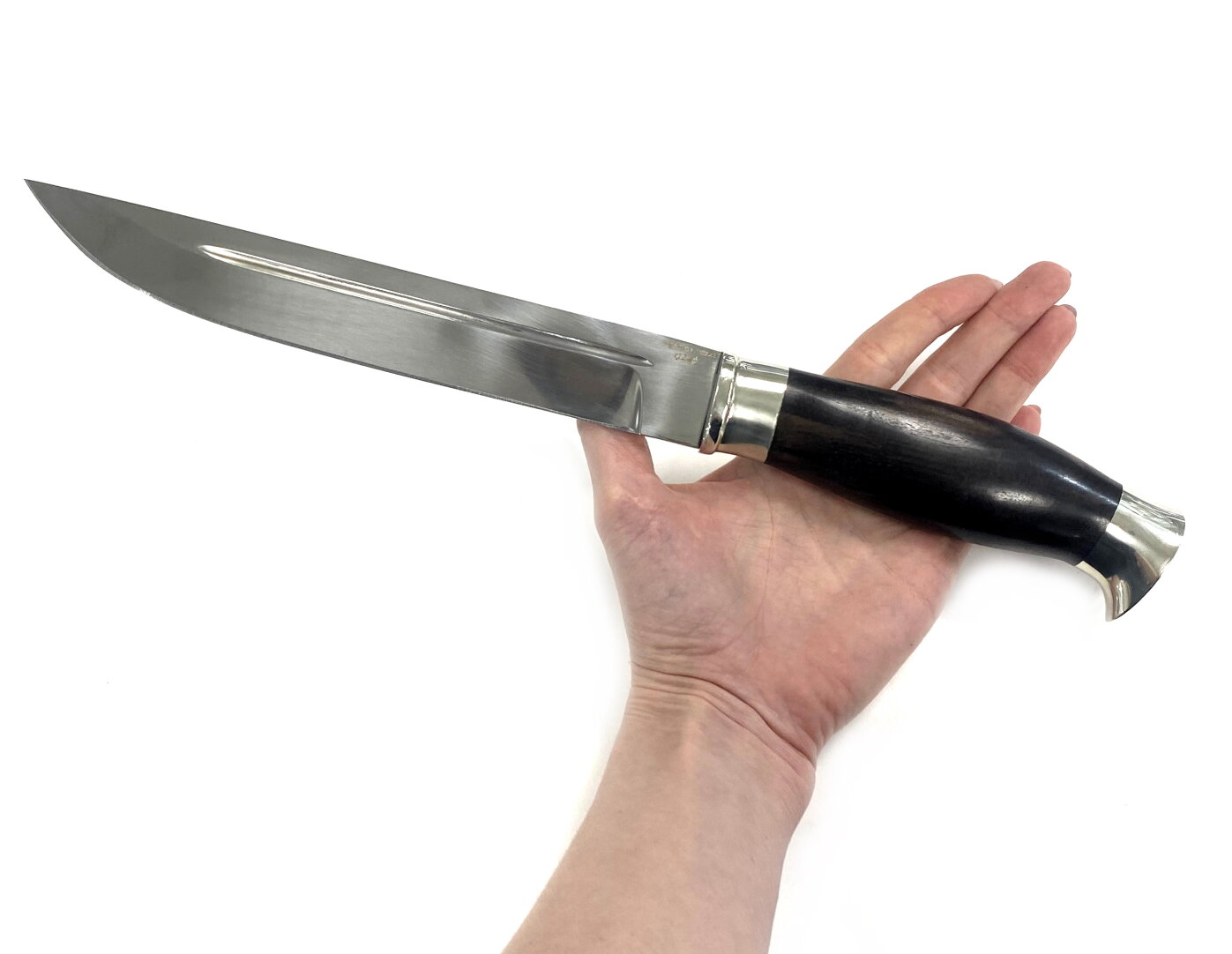 Пластунский нож, кованая Х12МФ, граб, мельхиор