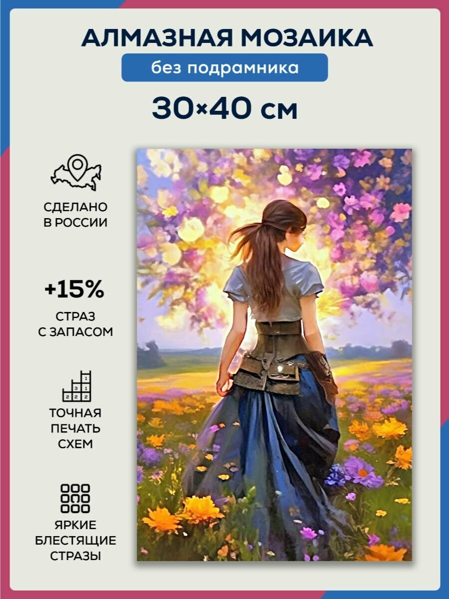 Алмазная мозаика 30x40 Волшебная девушка без подрамника