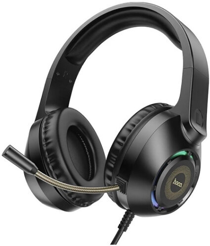 Наушники проводные с микрофоном Hoco Sue черный 2м мониторные USB оголовье (W108)