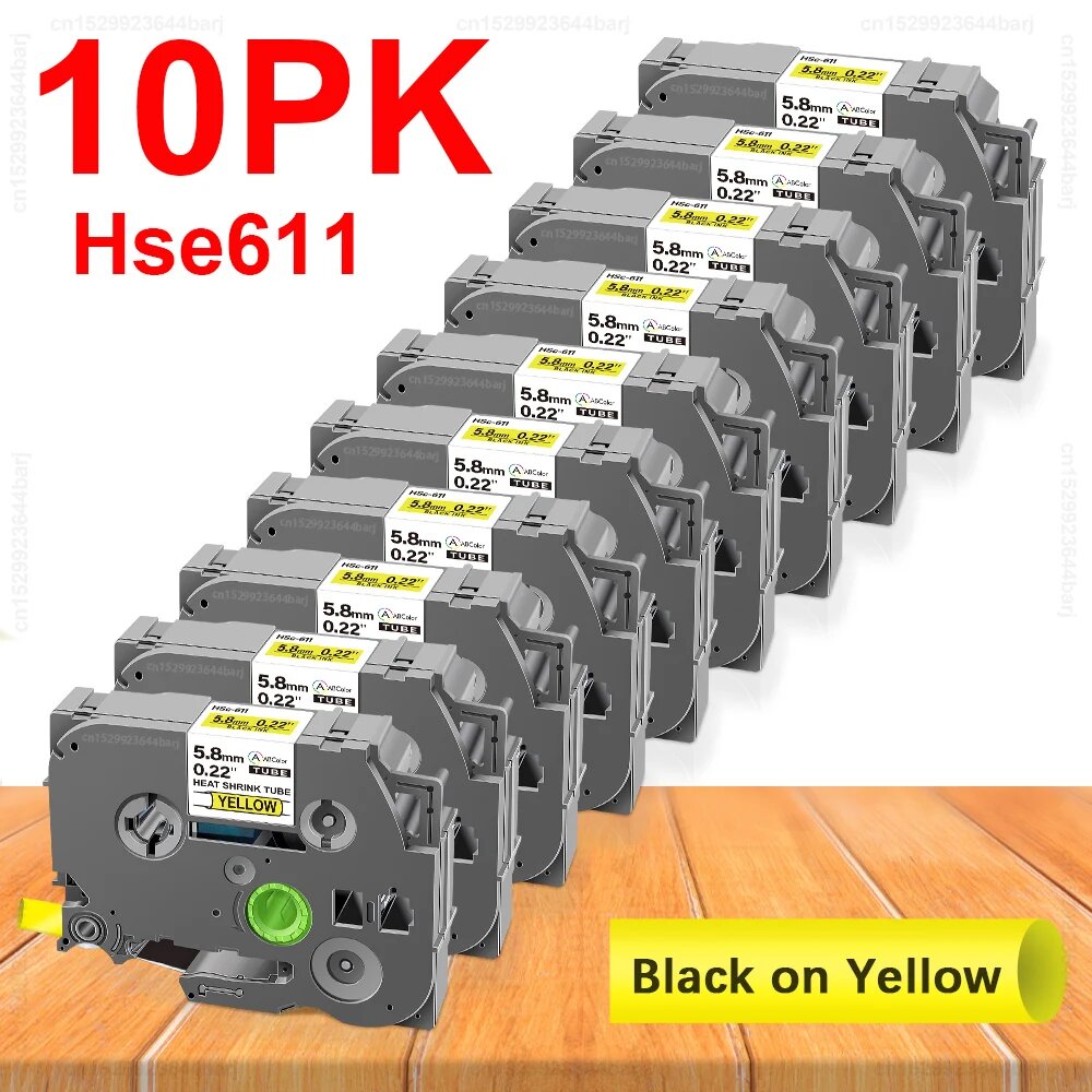 Лента термоусадочная АBCOLOR для Brother HSE-211 221 231 611 621 631 641 651 6 мм 10PK hse611