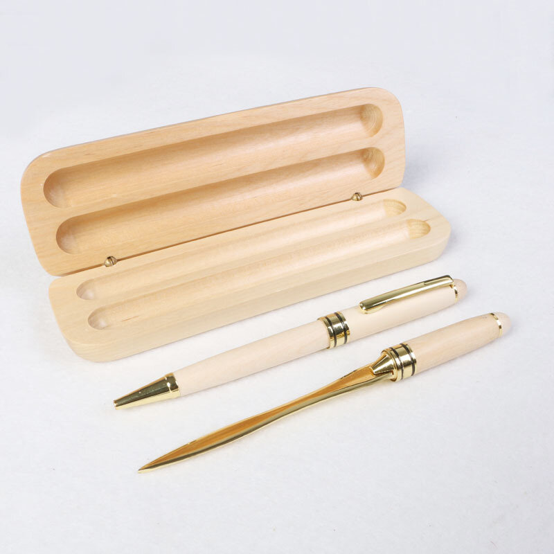 Набор из ручки из кленового дерева и бамбука + открывалка для писем из кленового дерева, популярная модель, в наличии, набор из бамбукового дерева Nanmu