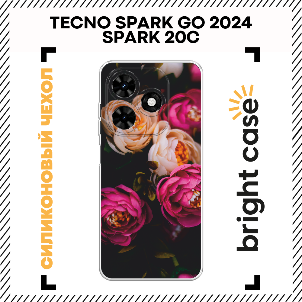 Чехол на Tecno Spark Go 2024/Spark 20C / Текно Спарк Го 2024/Спарк 20C с принтом Бордовые пионы