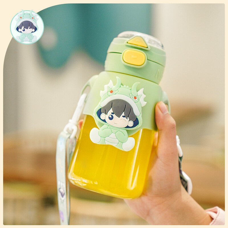 Пластиковый стакан, забавный, красивый, милый, студенческий стакан с двойной трубочкой, портативный детский стакан с