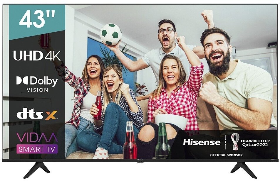 43" Телевизор Hisense 43A6BG черный, 3840x2160, 4K Ultra HD, 60 Гц, Wi-Fi, SMART TV, VIDAA