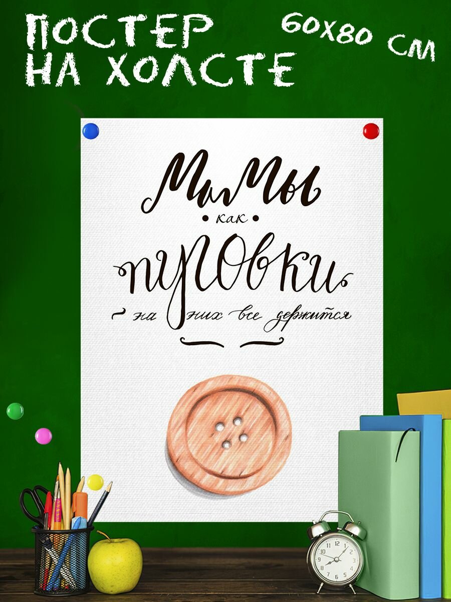 Обучающий постер-плакат для школы День матери Подарок для мамы как пуговки (1) 60х80 см
