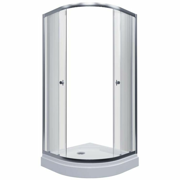 Душевой уголок Тритон (Triton) Альфа-Хром 100х1000х2020 мм, прозрачный 4 мм, профиль хром (Щ0000049615) низкий поддон (2 места+сифон D90мм)