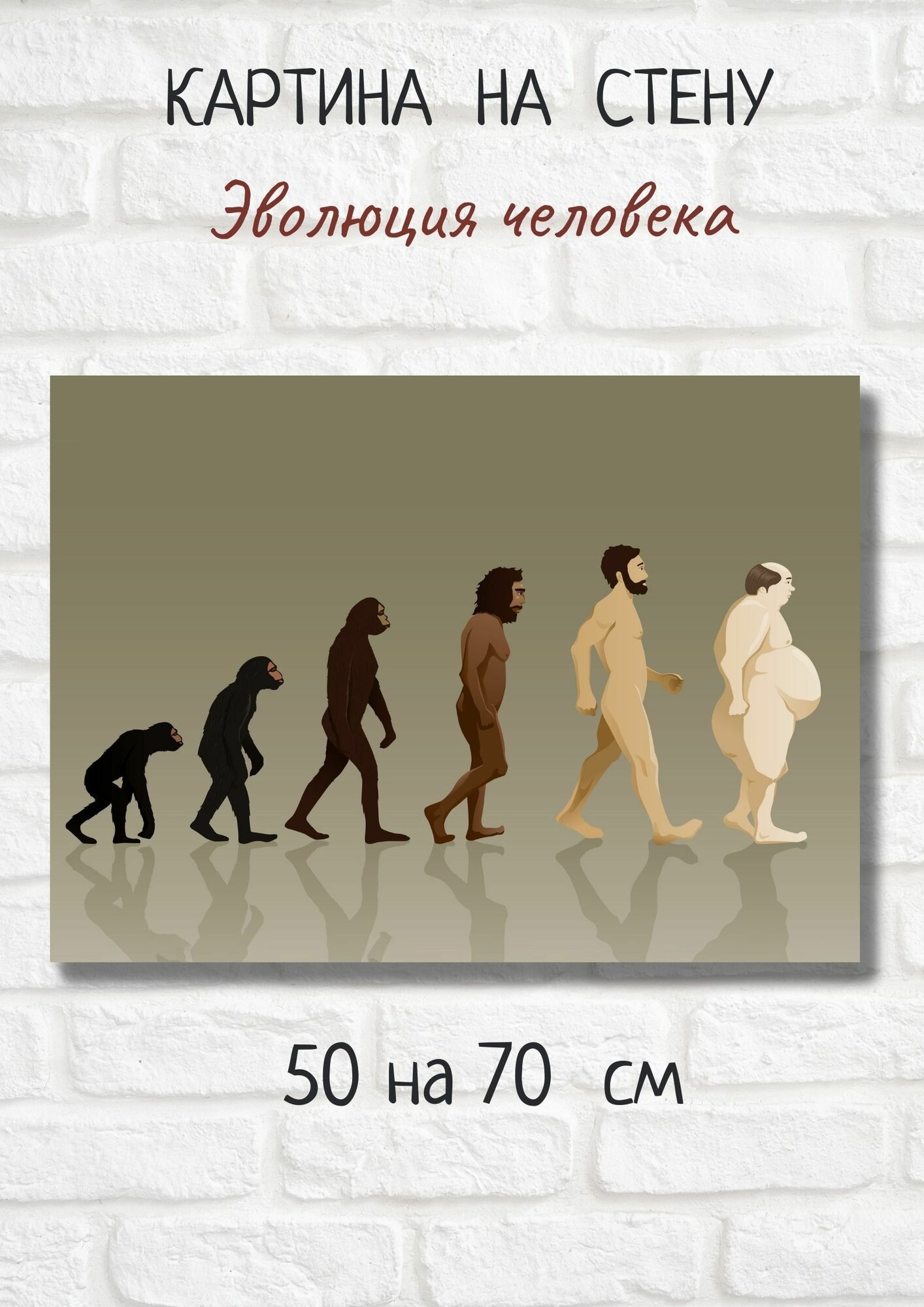 Картина на холсте интерьерная в арт стиле "Эволюция человека"