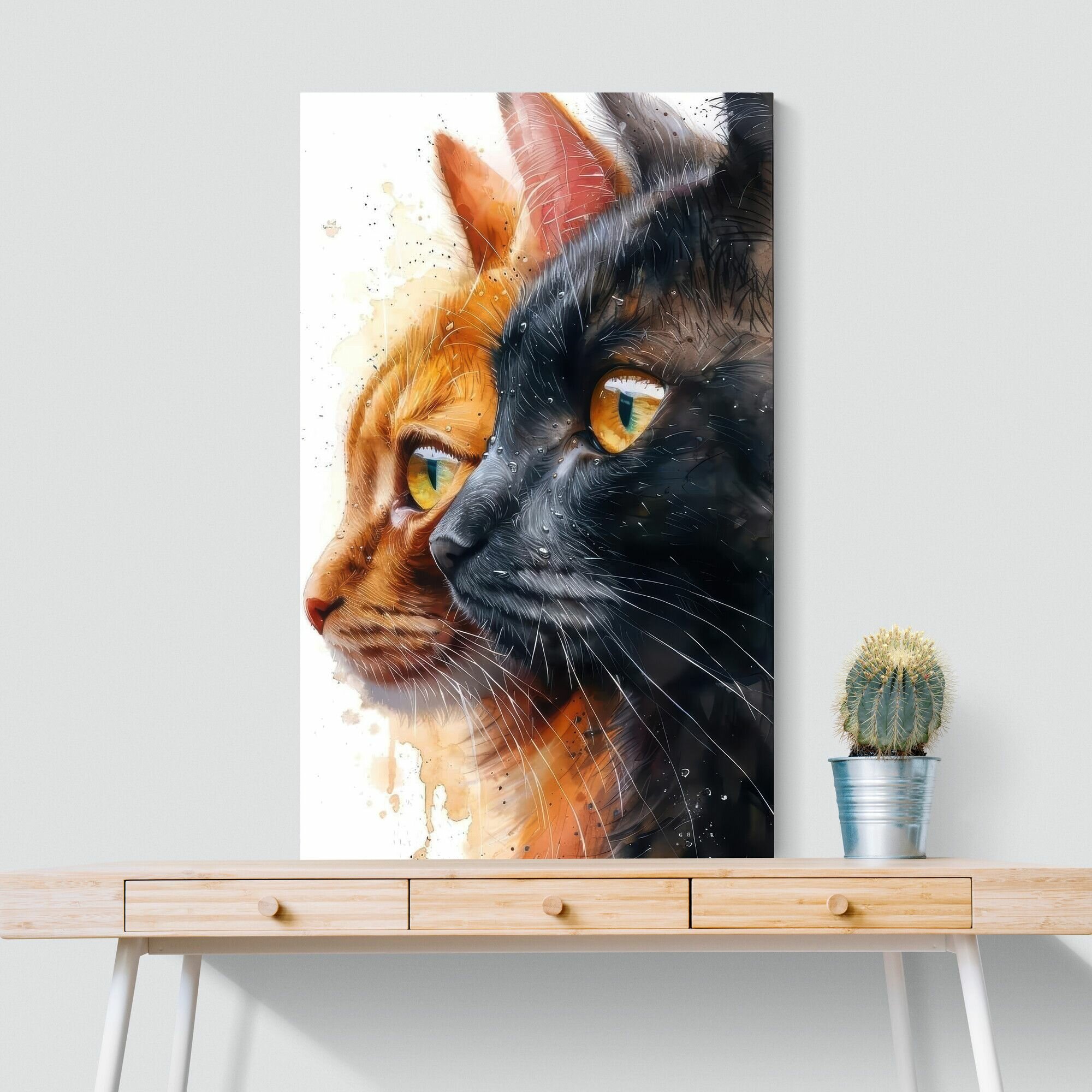 Картина для интерьера на холсте "Кошки" 40х60 см