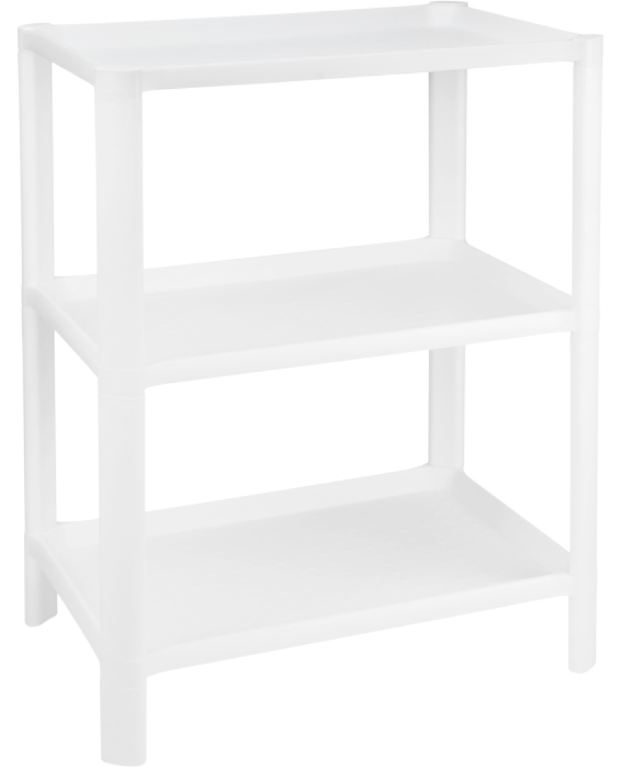 Стеллаж Idea / Идея прямоугольный, без углов, из полипропилена белого цвета, с 3 полками, размером 41.5x28.5x52.7см / этажерка