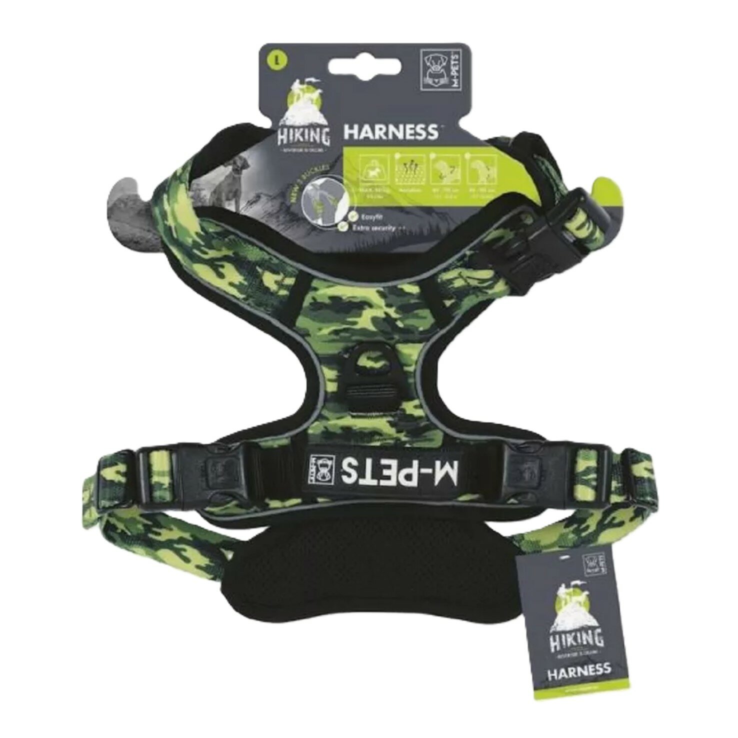 M-PETS Шлейка Hiking, камуфляж L, ОШ 45-70 см, ОГ 45-95 см, 25 мм