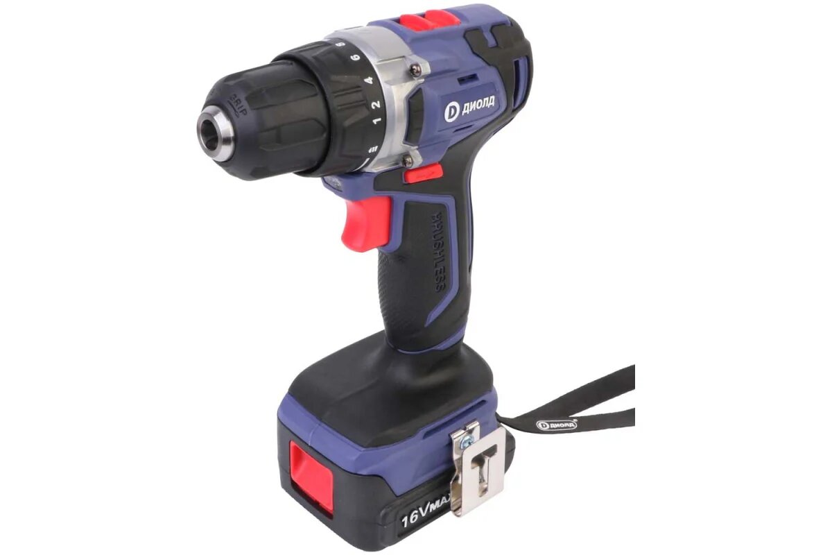 Аккумуляторная дрель-шуруповёрт Диолд ДЭА-16Л-08, 16В, быстрозажимной патрон, 2 скорости, с кейсом