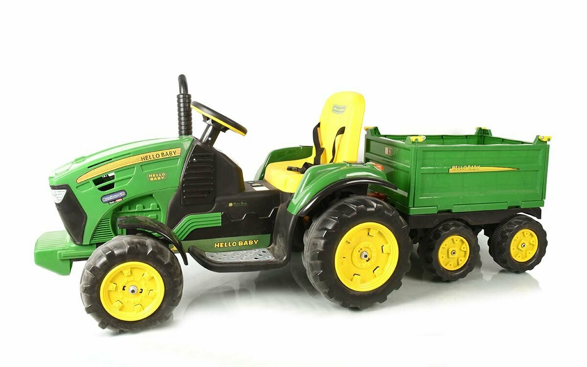 Электромобиль детский трактор, двухместный местный, пульт ДУ, зеленый