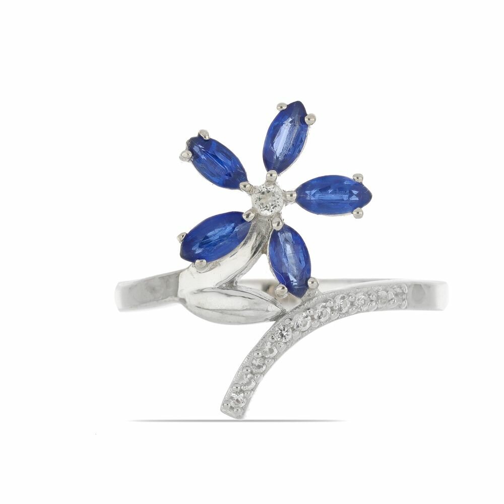 Кольцо, серебро, 925 проба, родирование, кианит, топаз