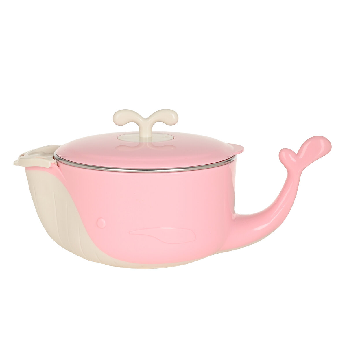 Термотарелка Pituso Китёнок 410 мл, с крышкой, с камерой для горячей воды, розовая