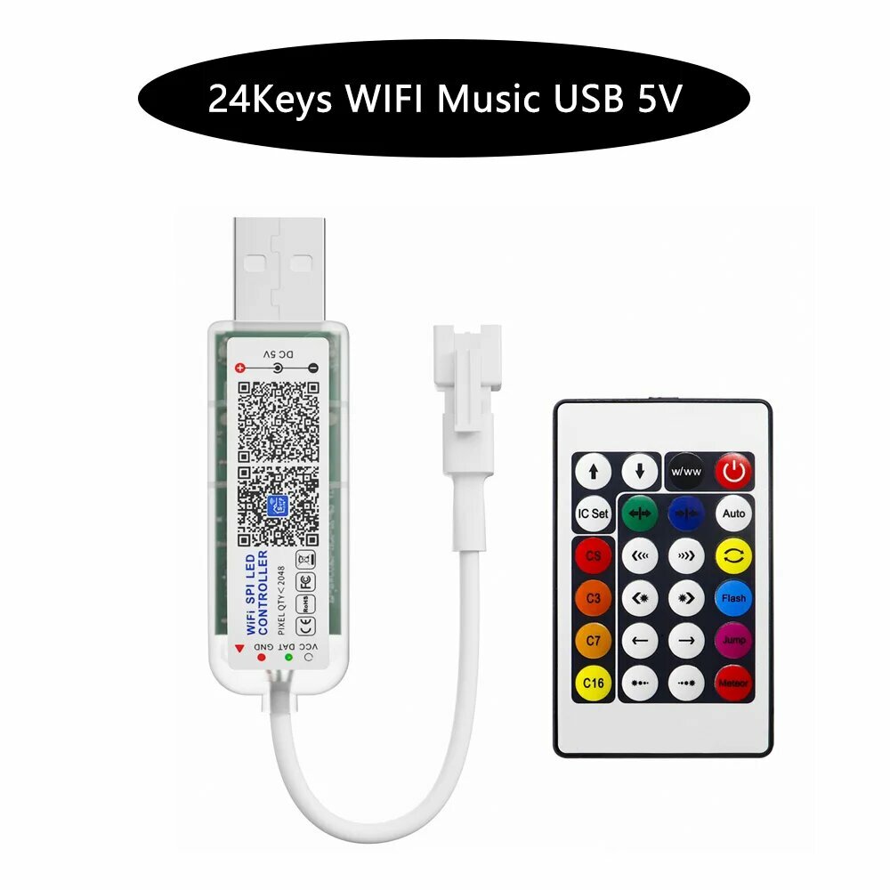 RGB-контроллер LOAMLIN 2048 пикселей 24Keys USB 5V