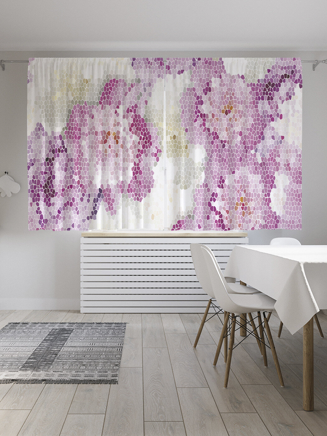 Фотошторы короткие "Классические пионы", 2 полотна шириной по 145 см, высота 180 см, JoyArty