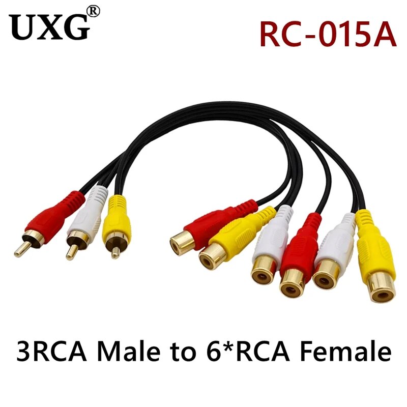 AV кабель RCA разветвитель 3RCA на 9RCA 3RCA Male-6R Female