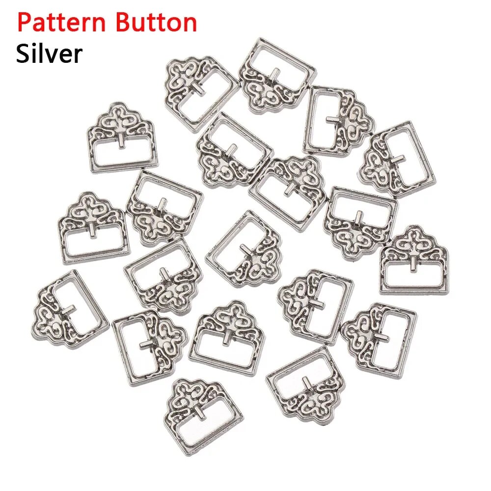 Металлические декоративные пряжки для кукол 20 шт. Pattern -Silver