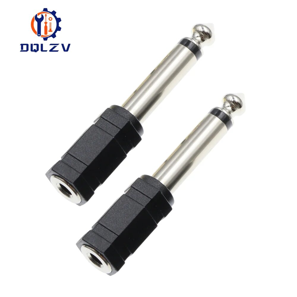 Женский штекер 6,35 мм на 2-полюсный 3-полюсный разъем 3,5 мм, усилитель для наушников, аудиоадаптер, микрофон, AUX, преобразователь 6,3 3,5 мм