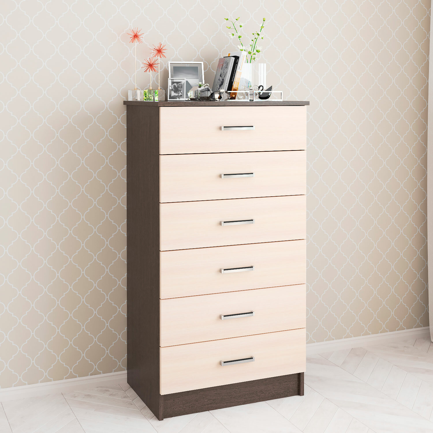 Комод для одежды Катрин 4 (1160х620х435 мм), венге/дуб молочный