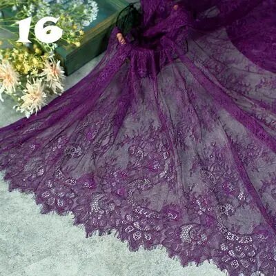 Кружевная ткань шантильи 3 метра Сиреневый, color 16