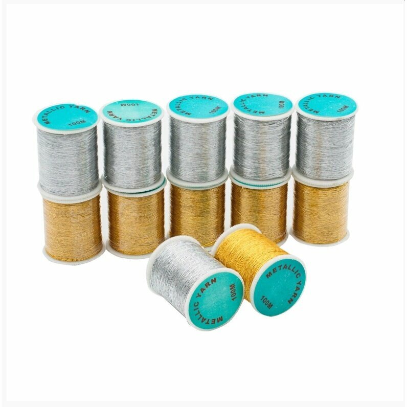 Нитки люрекс айрис 100 м, 12 шт, цвет золото-серебро