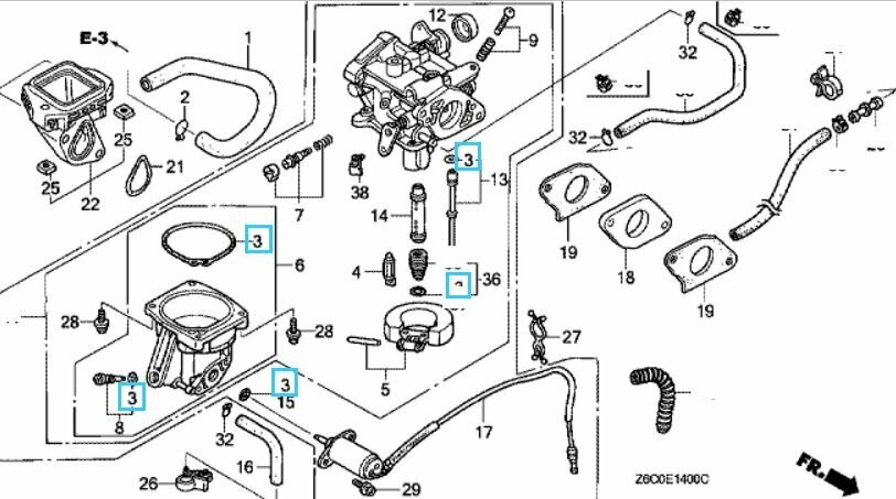 Комплект прокладок карбюратора для двигателя Honda; Артикул Honda: 16010ZG8000 (Оригинал)