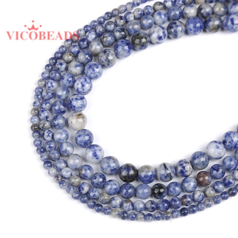 Сердолик бусины Verkadebeads 4-12 мм 8mm about 46pcs, Blue Spot Stone