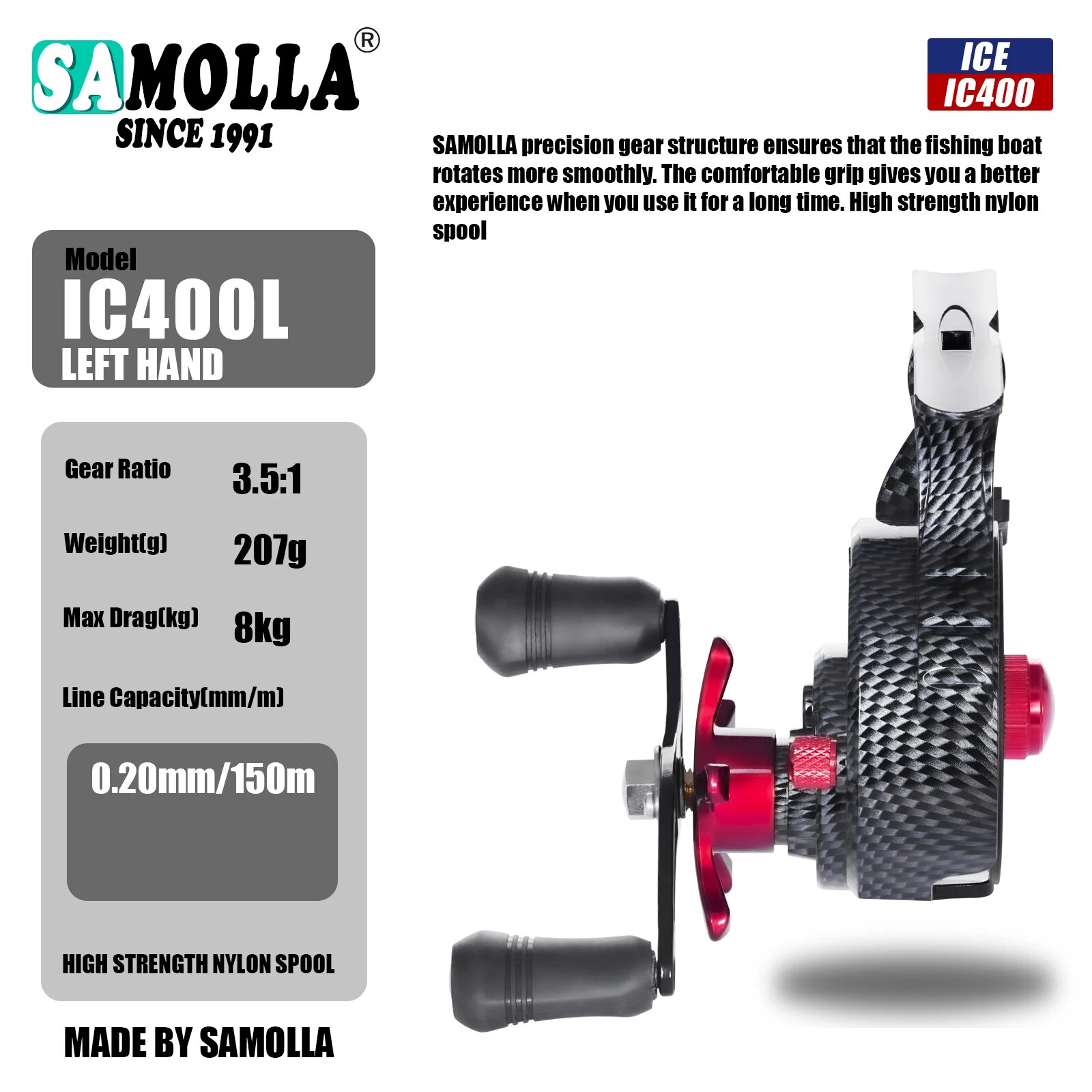 Зимняя катушка SAMOLLA IC400L Left 3.5:1