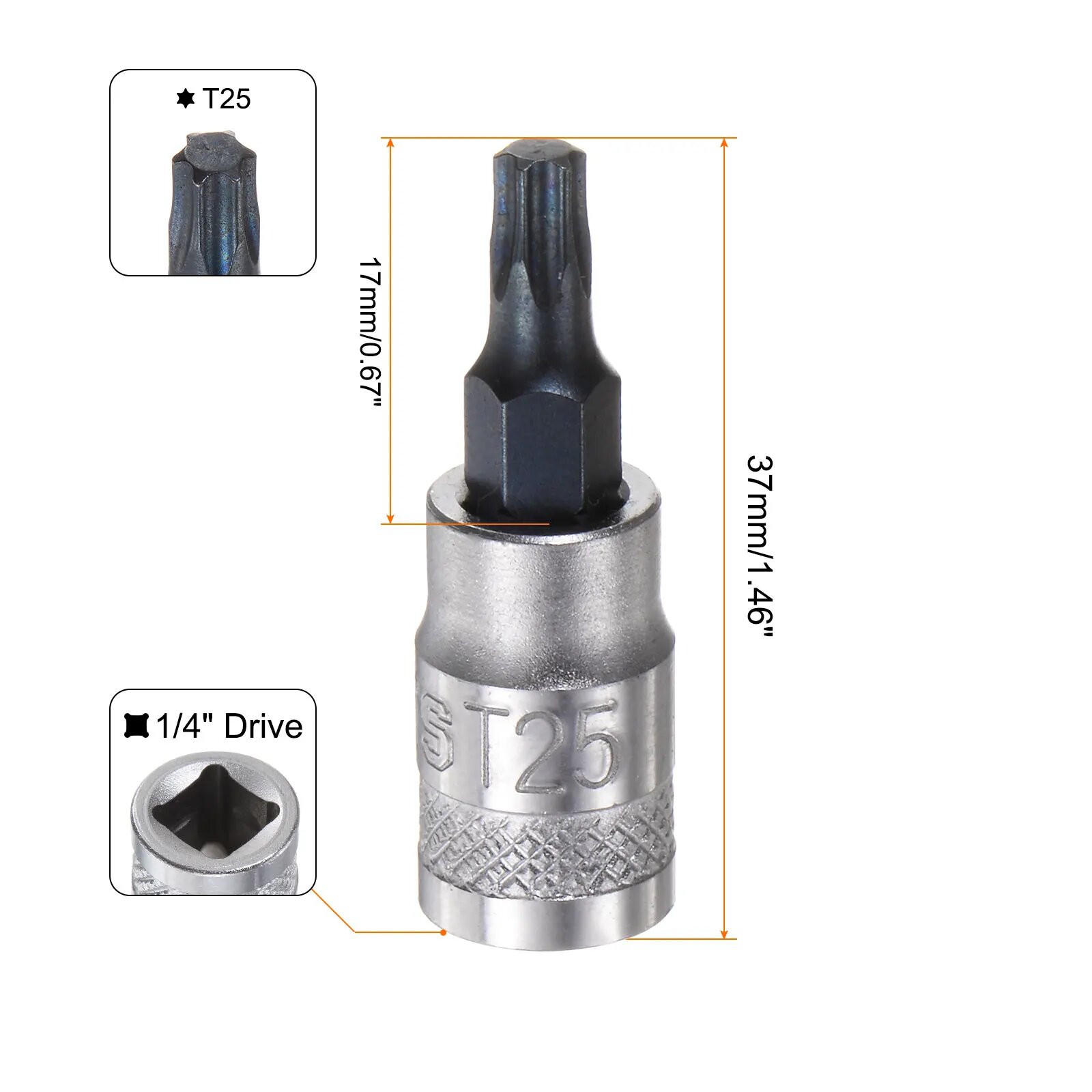 Торцевые головки Torx UXCELL T7 T8 T10 T15 T20 T25 T27 T30 T40 T25