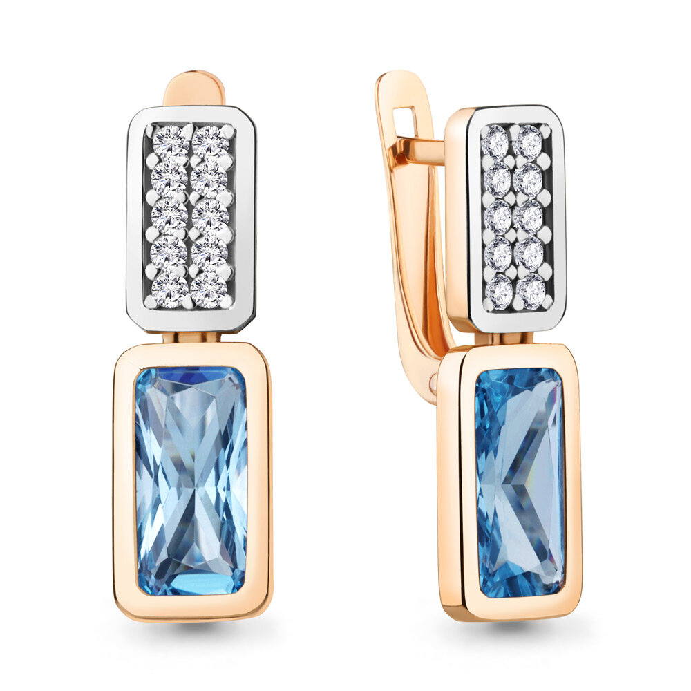 Серьги, серебро, 925 проба, золочение, родирование, Лондон топаз, топаз синтетический