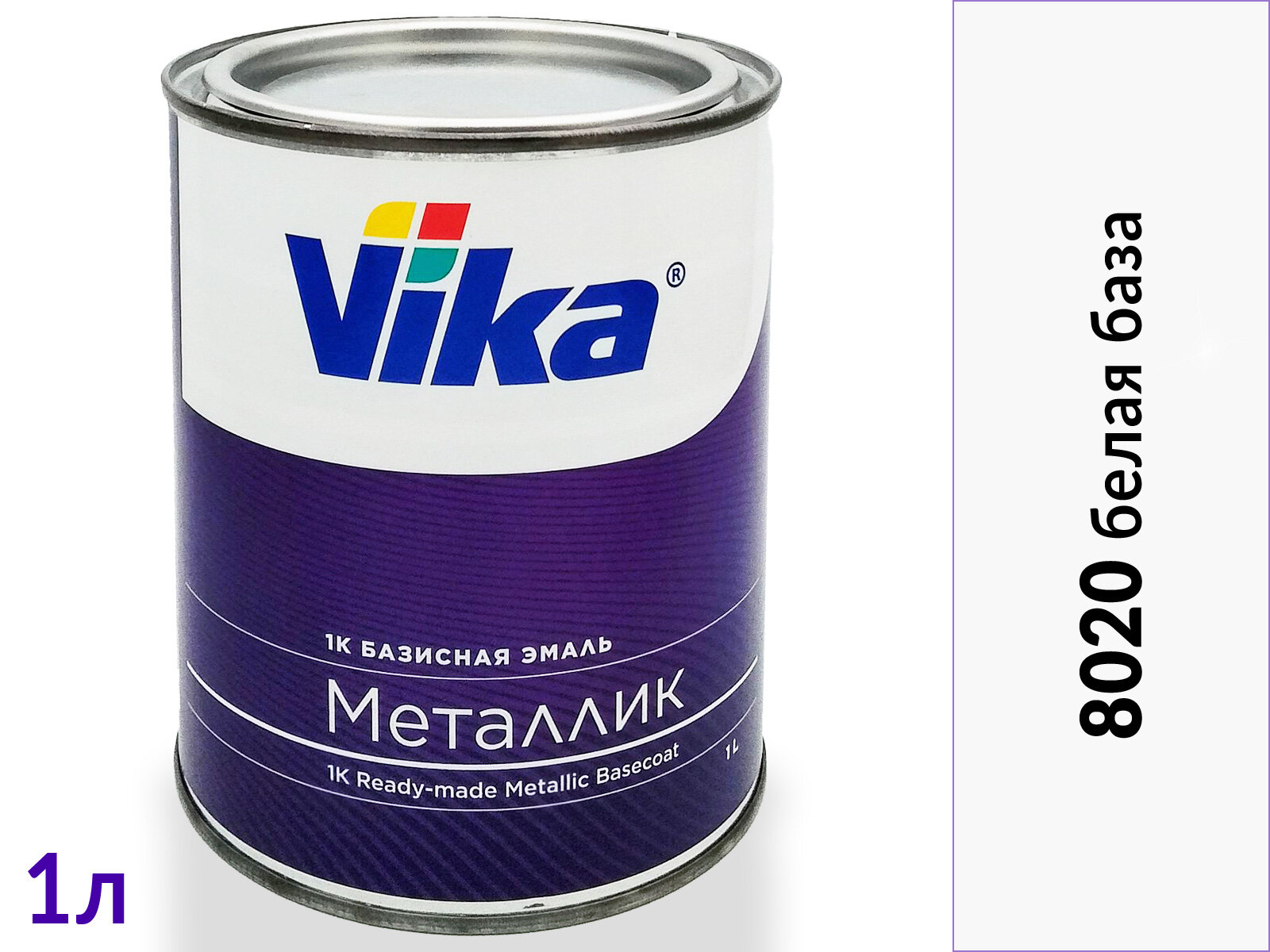 8020 белая база металлик автоэмаль VIKA (1л)