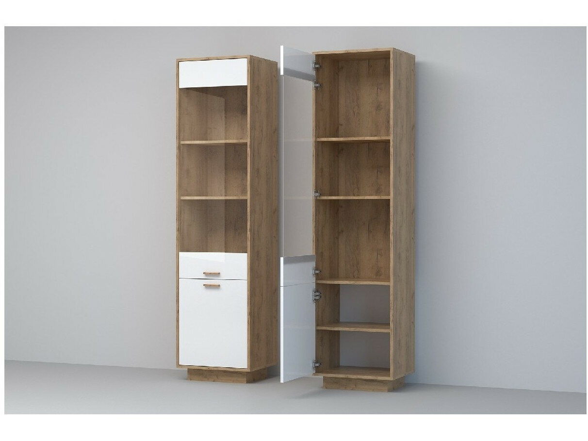 Пенал ПС-1 ПД, в скандинавском стиле, Глянец Белый/Крафт золотой