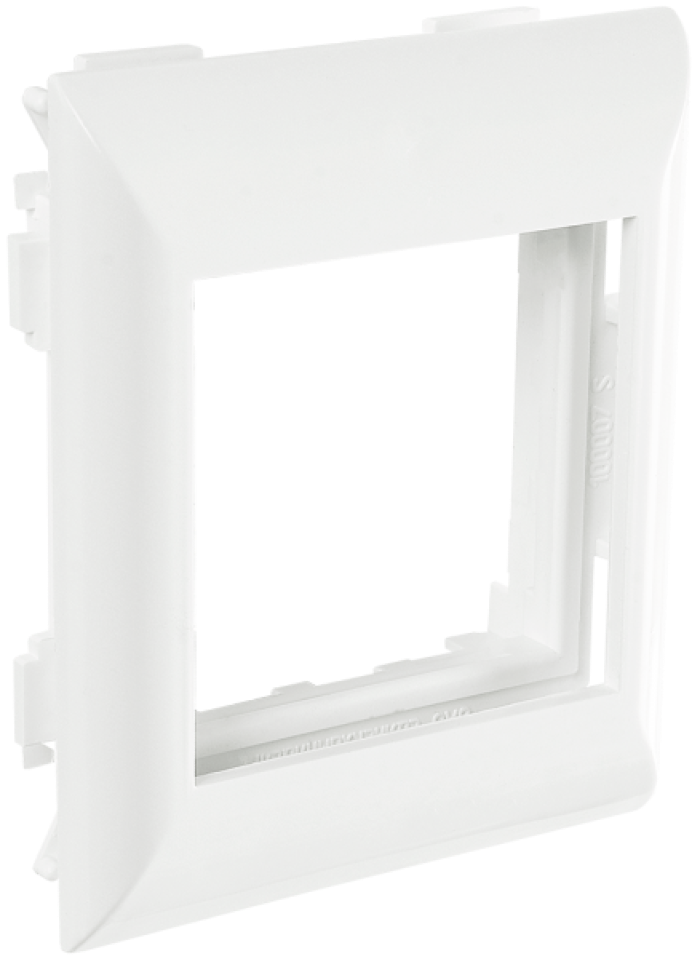 Суппорт SPL / СПЛ в профиль для кабельного канала 100х50мм и 105х50мм, с рамкой, на 1 пост, пластиковый, белый, 45×45мм / электрика