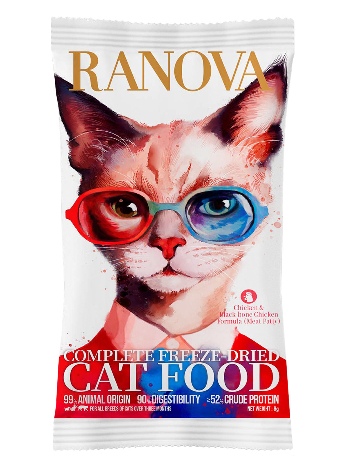 Полнорационный сухой (сублимированный) корм Ranova для кошек с курицей, 8 г