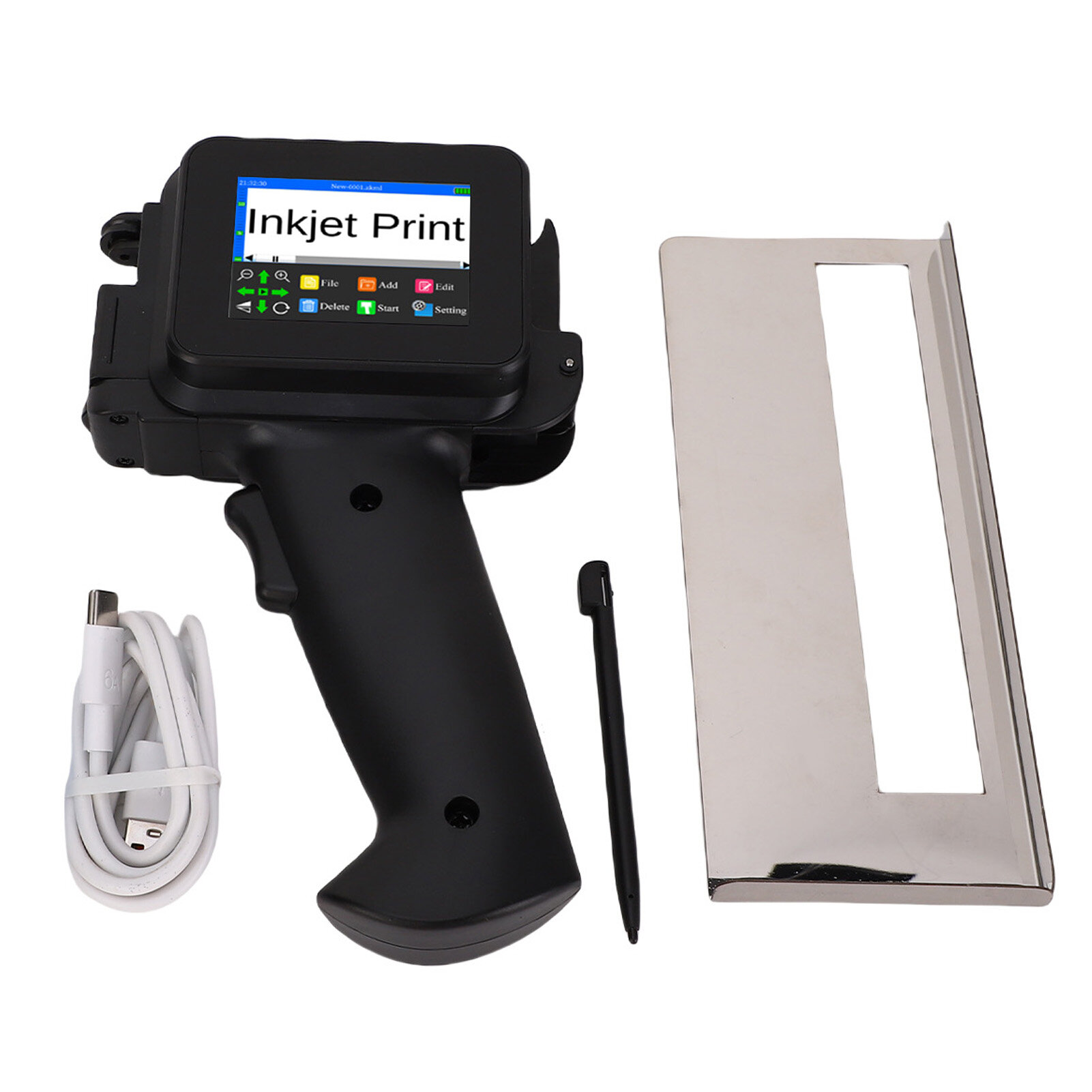 Ручной струйный принтер-пистолет Портативный мини-быстросохнущий 12,7 мм для текстового штрих-кода QR-кода Счетчик номера партии Кодировщик даты