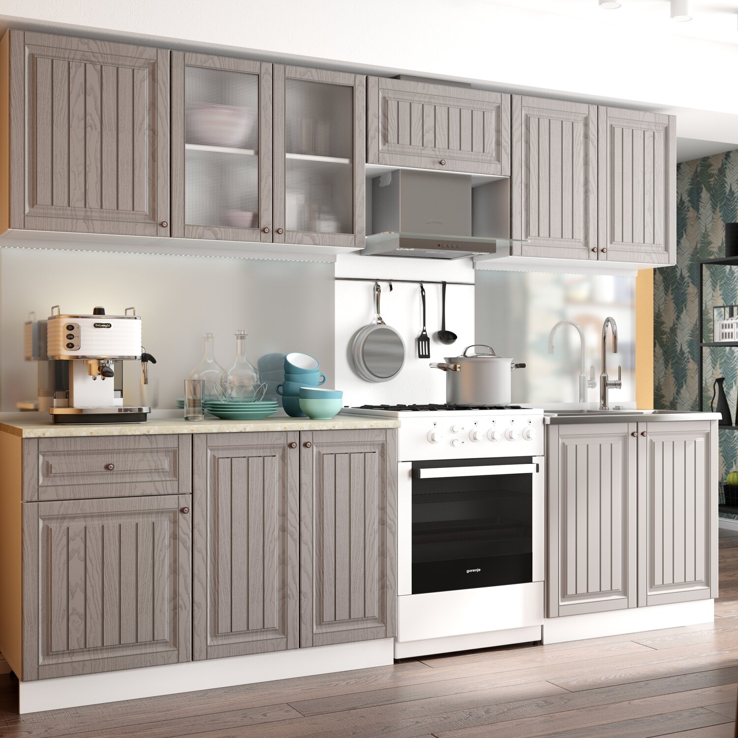 Кухонный гарнитур, готовый комплект Хозяюшка Трюфель 2.6 метра